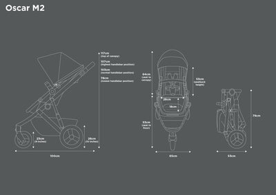Oscar M2 Three Wheels Pram For Your Adventures | Edwards & Co New Zealand